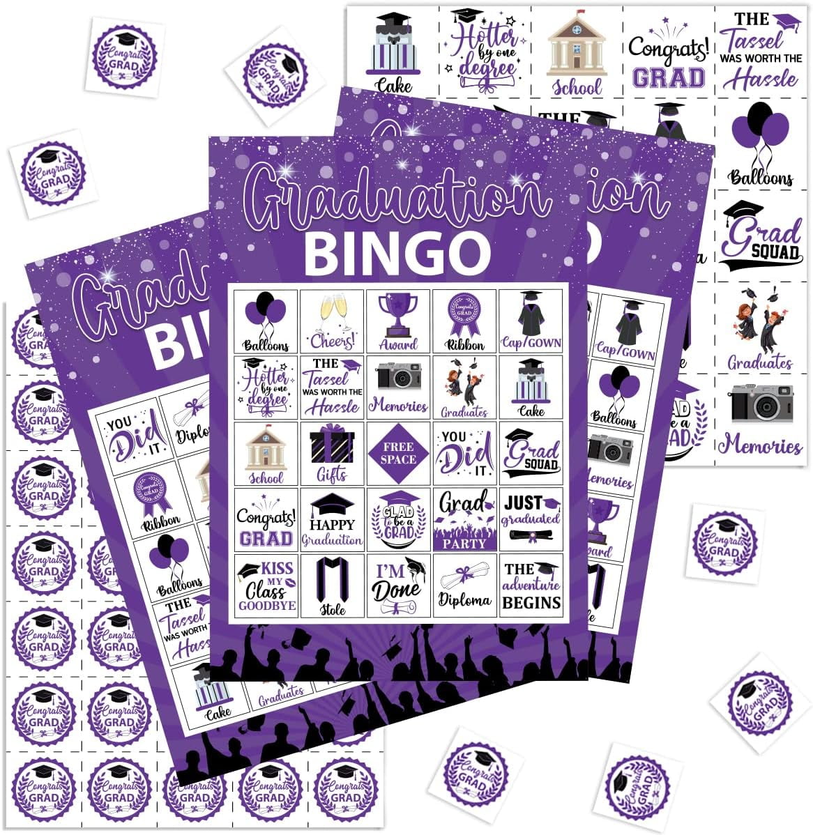 Graduation Bingo Games Card Game for 24 Players, Funny Grad Party ...