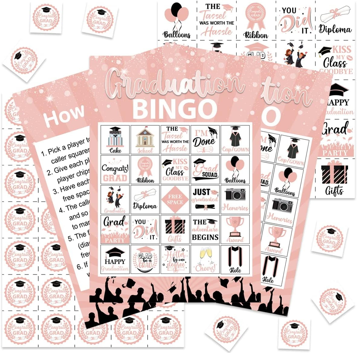 Graduation Bingo Games Card Game for 24 Players, Funny Grad Party ...
