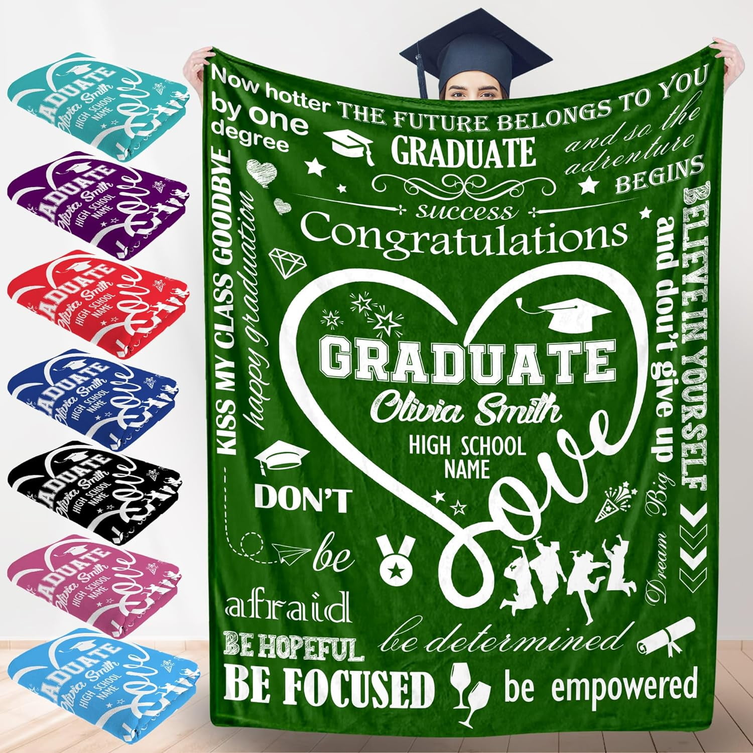 Graduation Blanket with Name Collage Personalized Graduation Blanket ...