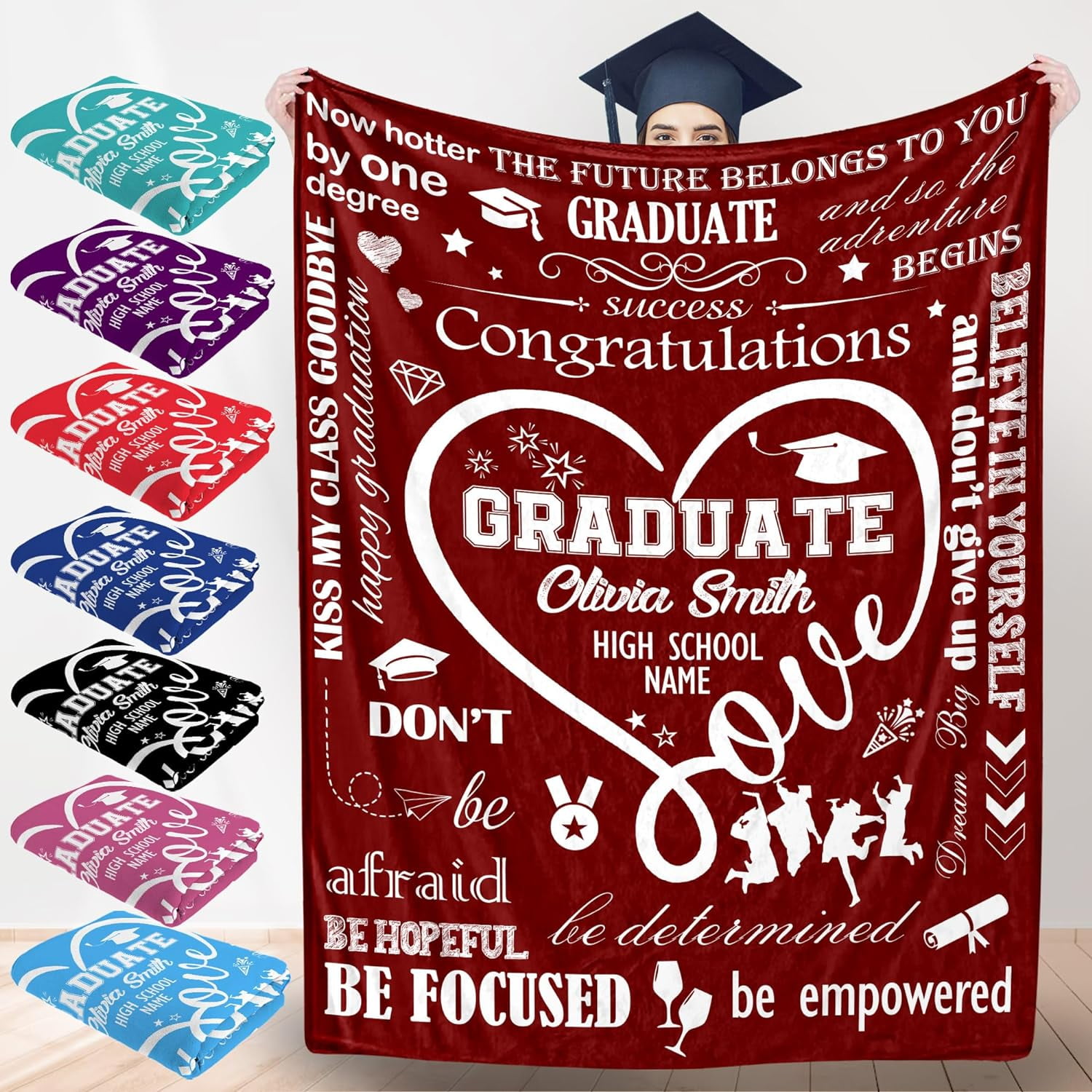 Graduation Blanket with Name Collage Personalized Graduation Blanket ...