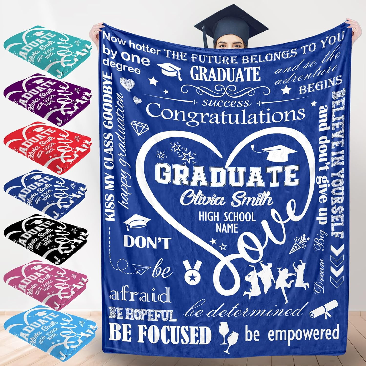 Graduation Blanket with Name Collage Personalized Graduation Blanket ...