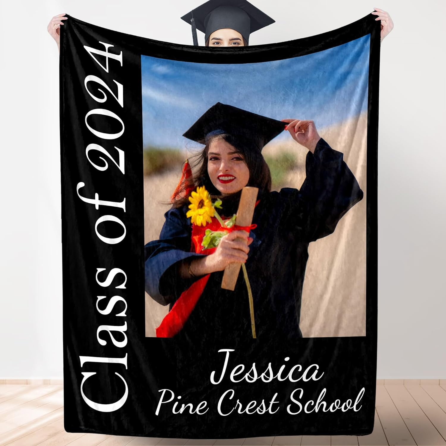 Graduation Blanket with Name Collage Personalized Graduation Blanket ...