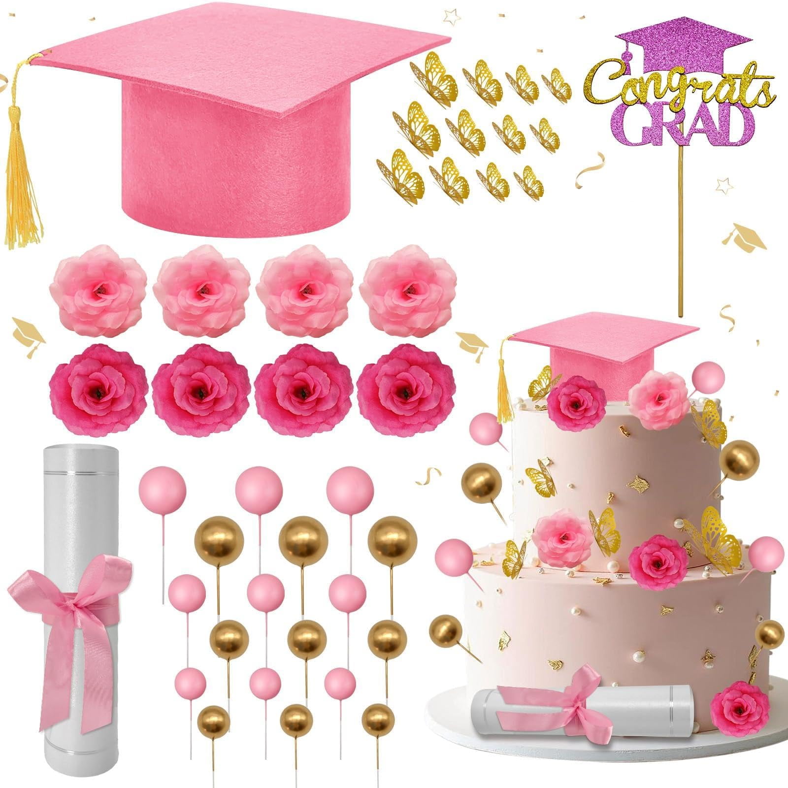 Graduation Cake Kit Included SSF20 Felt Graduation Cap Diploma Congrats ...