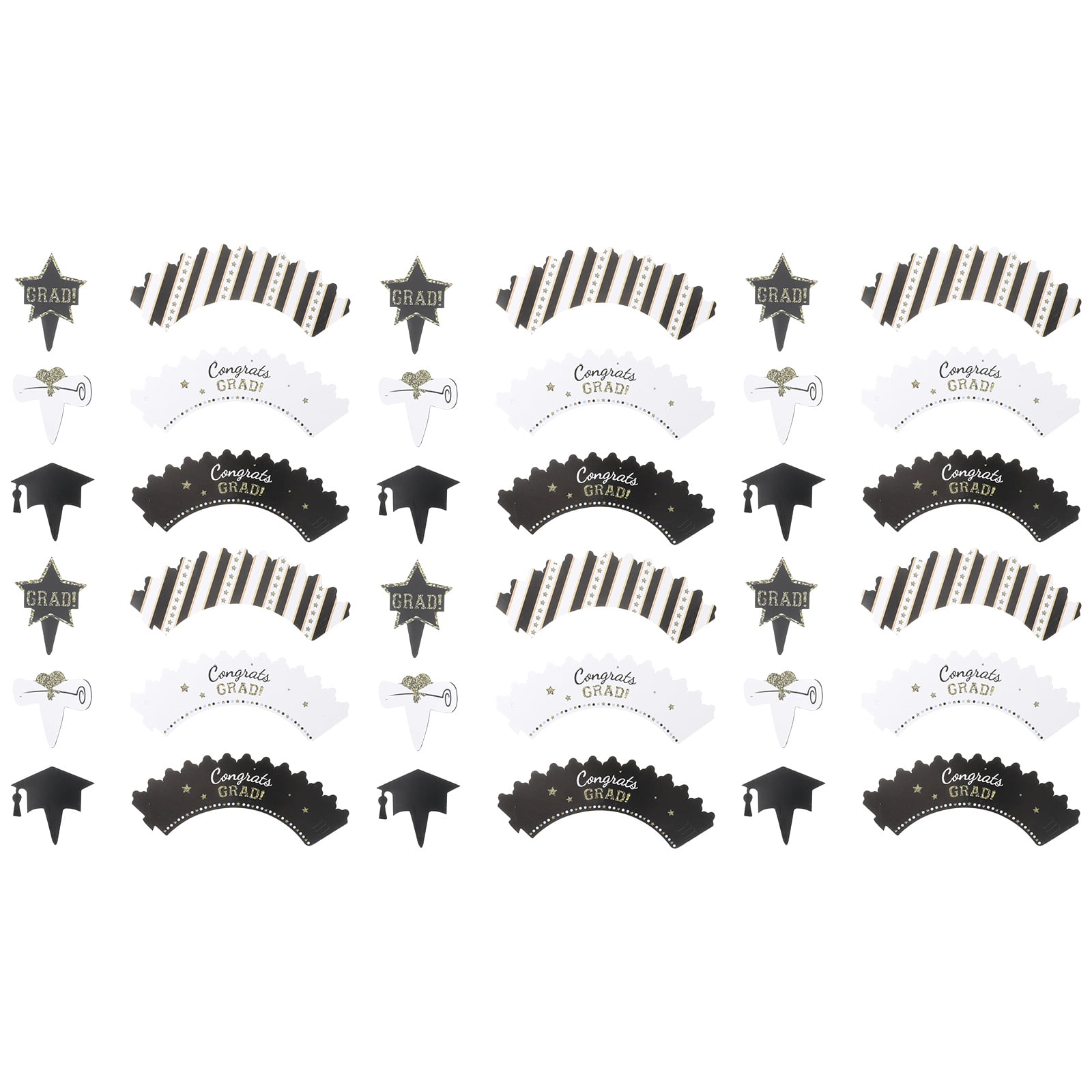 Raindrops 36Sets Graduation Theme Cake Topper Border Creative Paper ...