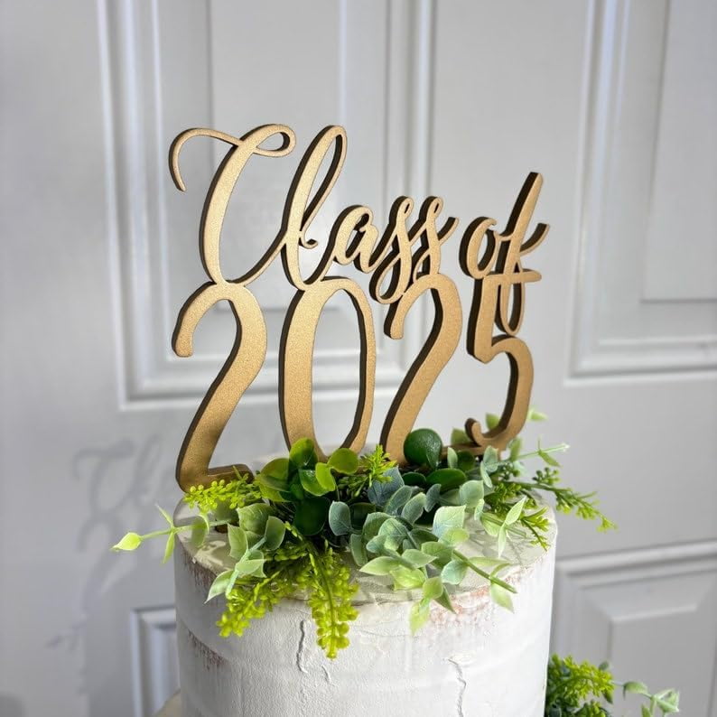 Graduation Cake Topper Gold, Class of 2025 Cake Decoration, Senior ...