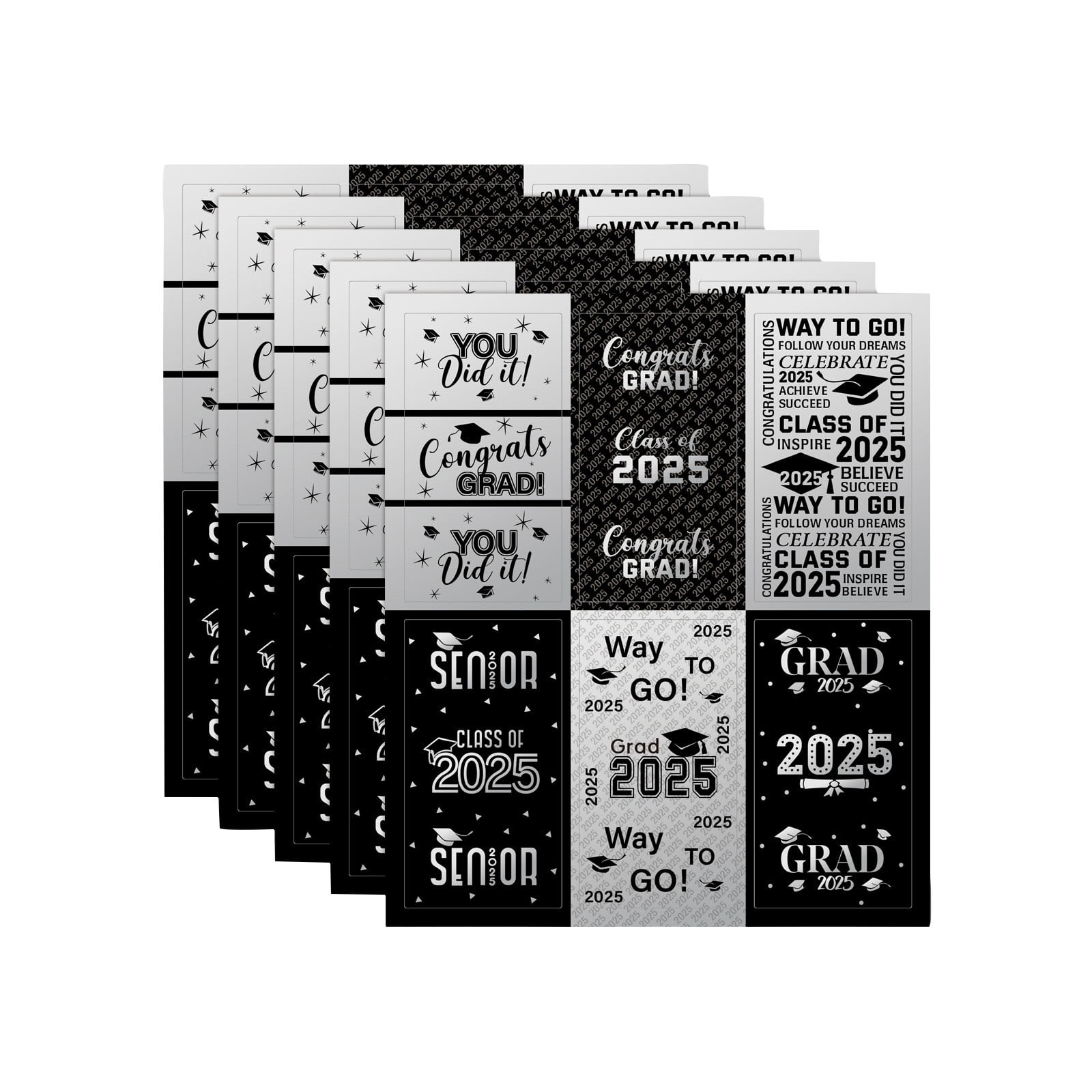 Graduation Candy Stick Signs, 5 Sheets/Pack Graduation Stickers Black ...