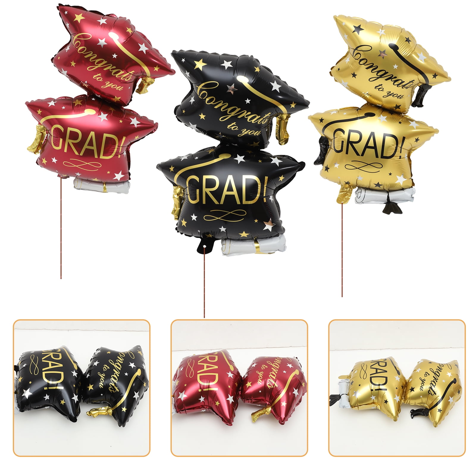 Graduation Cap Balloon Party Aluminum Film Black Trim Congratulations