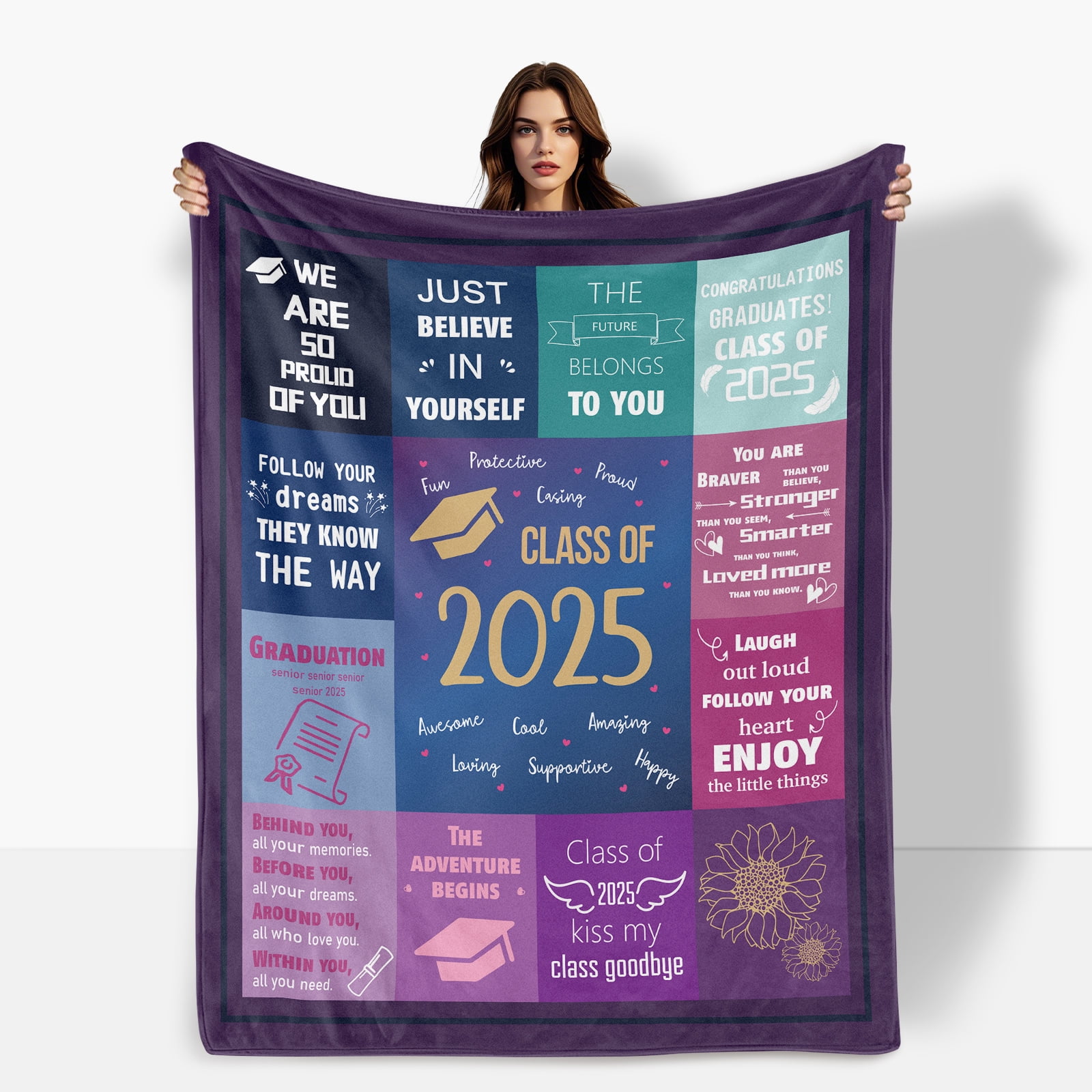 Graduation Cap Design Cozy Blanket Gift Idea For Friends To Celebrate ...