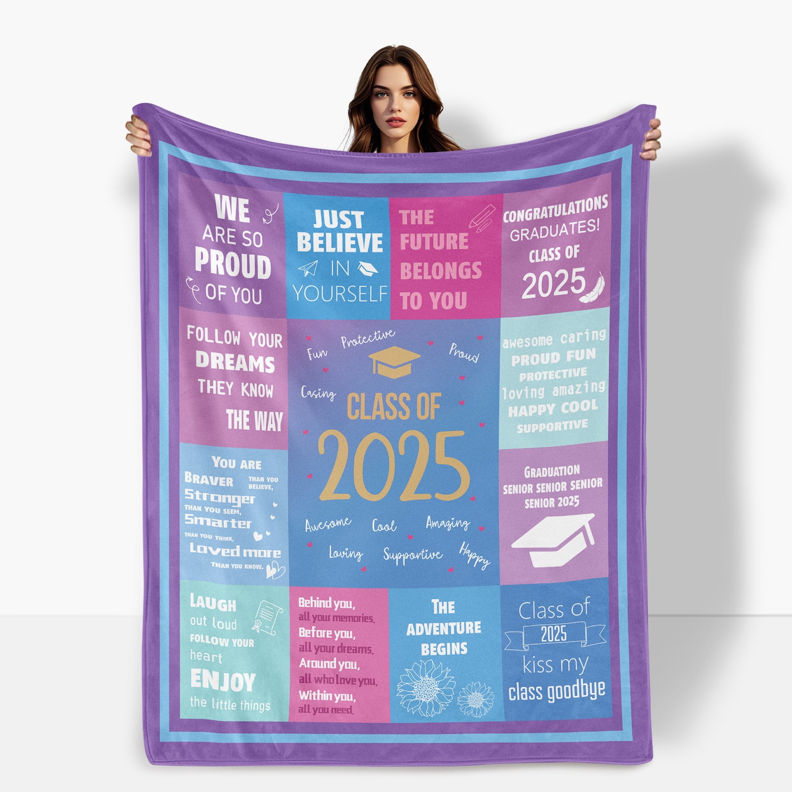 Graduation Cap Design Fleece Blanket For Friends Symbolizing Friendship ...
