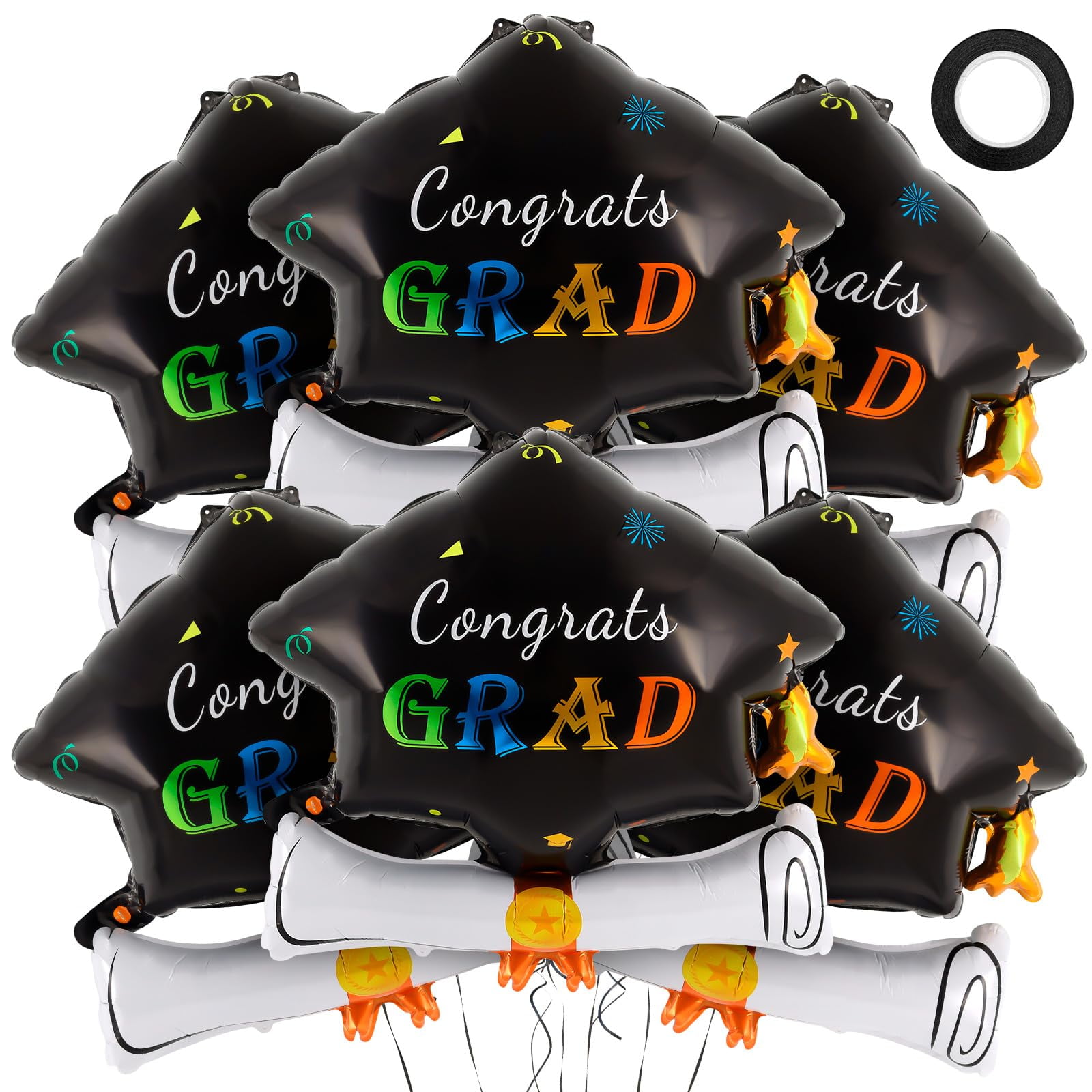 Graduation Cap Diploma Balloons, MMF7 Large Academic Cap Shaped Black ...