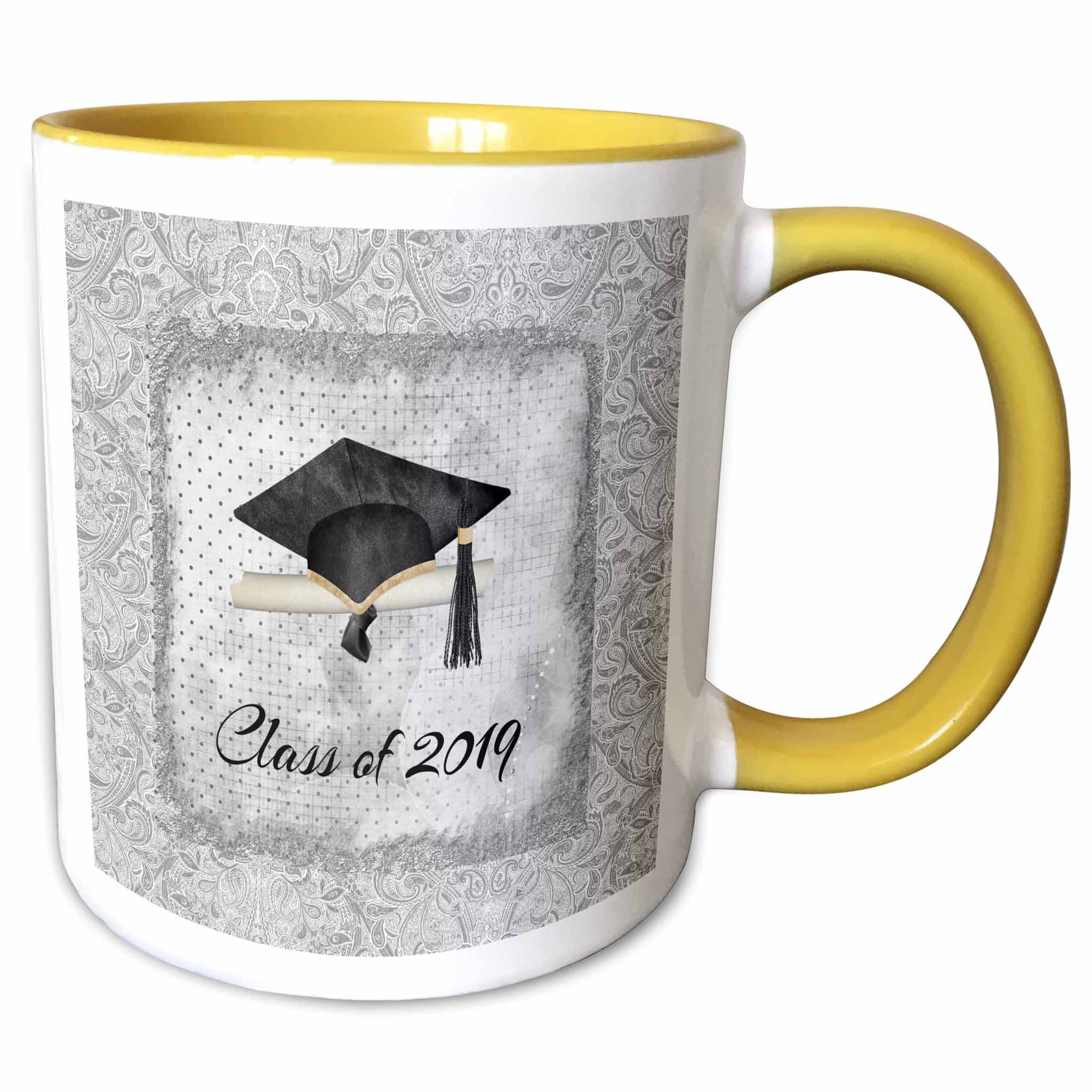 3drose, Graduation Cap, Diploma, Faded Dots, Silver Frame, Vines, 2019 ...