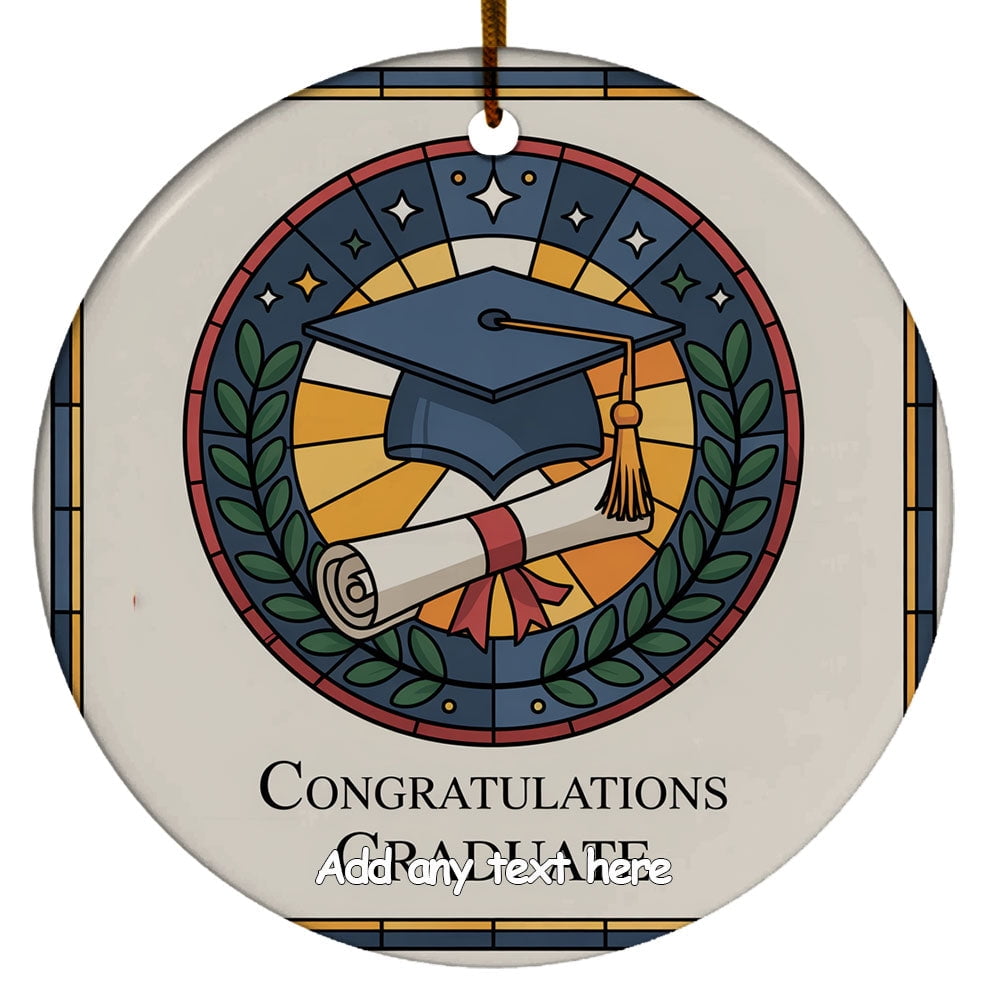 Graduation Cap & Diploma Ornament – Custom Text Ornament for Man, Woman ...