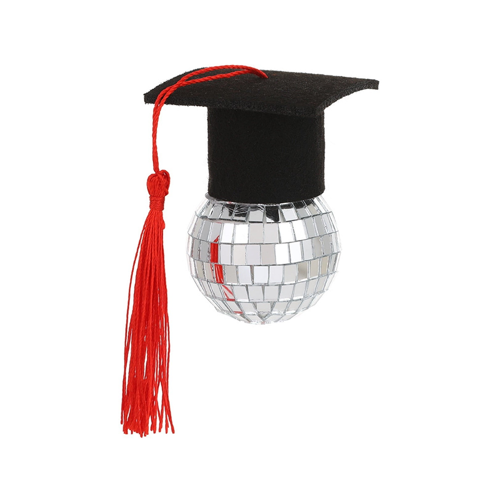 Graduation Cap with Disco Ball Decoration, Large-Size Mirror Sphere ...