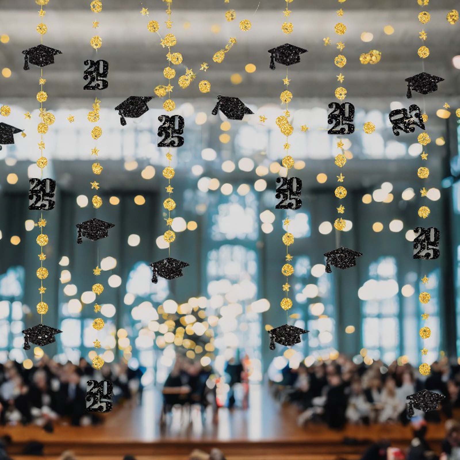 Graduation Cap Hanging Swirl 2025 Graduate Party Hanging Ornaments Gold ...