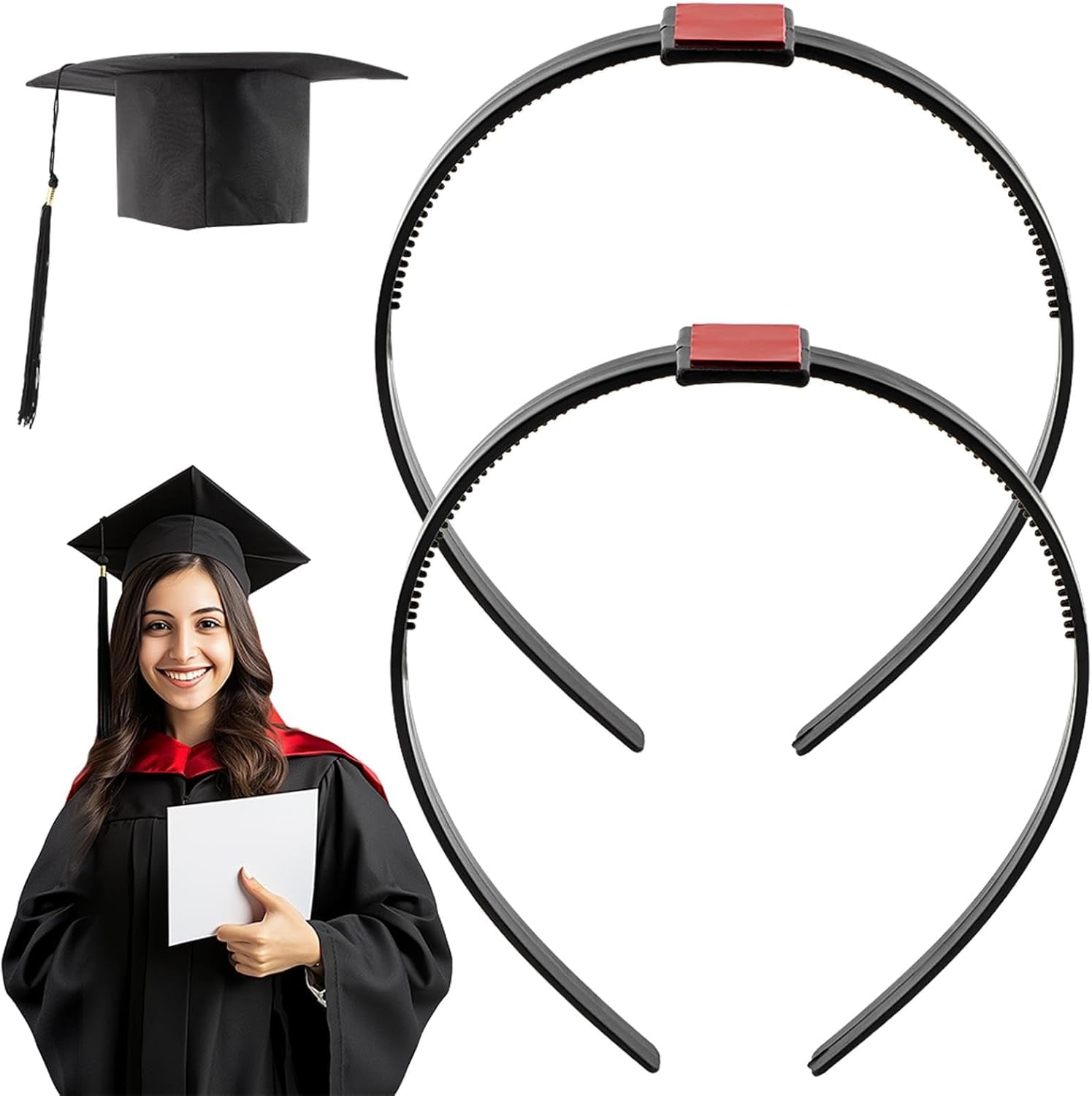 Graduation Cap Headband, Black Anti Fall Graduation Cap Headband for ...