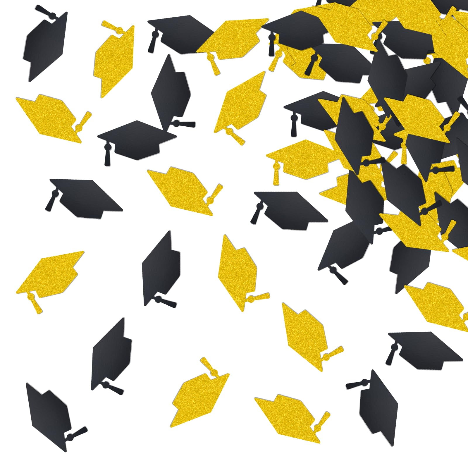 Graduation Cap Table Confetti KEF16 Decor Glitter，Grad Caps Black&Gold ...