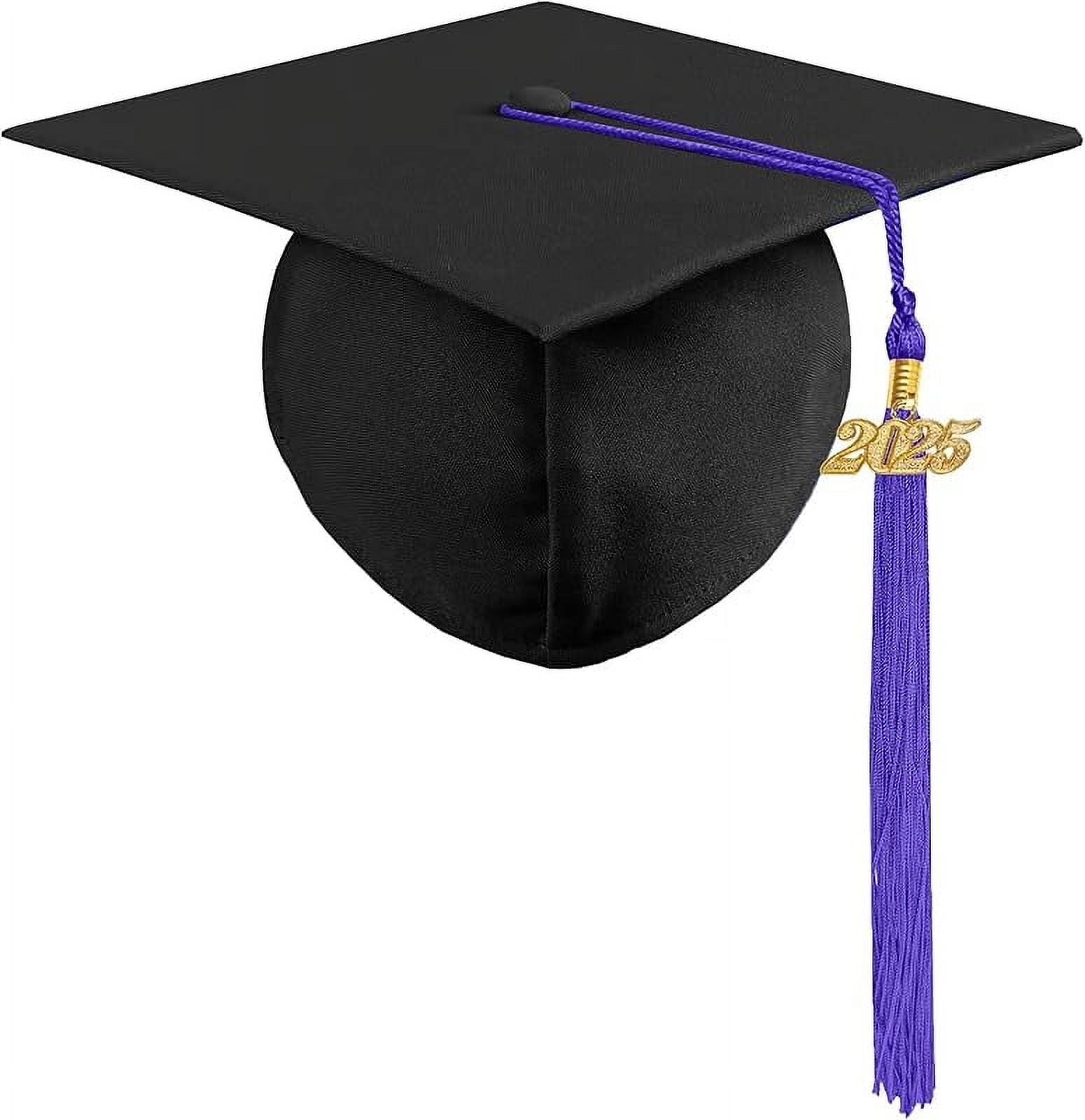 Graduation Cap with 2025 Tassel Year Charm Black Graduation Cap for ...