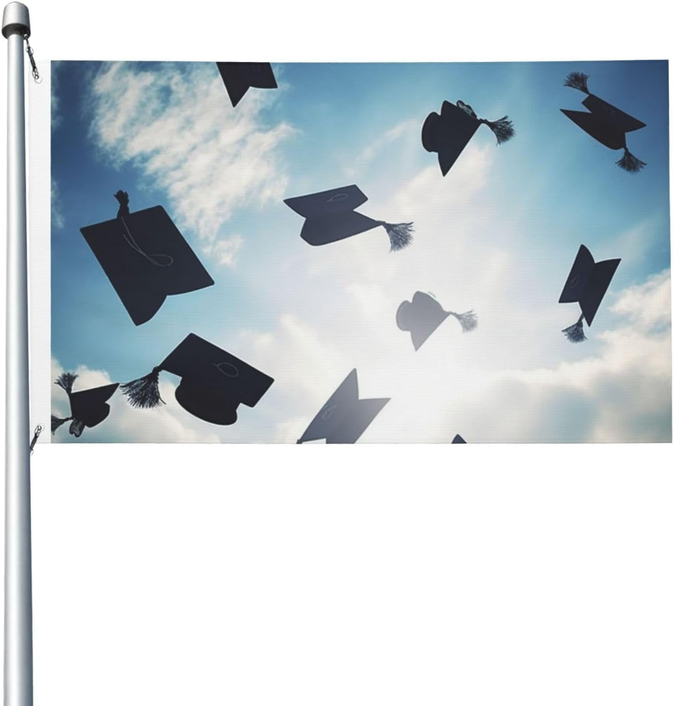 Graduation Caps in Sky Garden Flag Welcome Flags for Outside Holiday ...