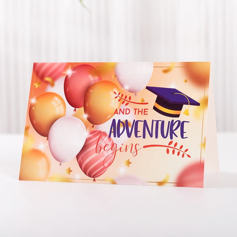 Graduation Card – “And the Adventure Begins” Design with Balloons and ...