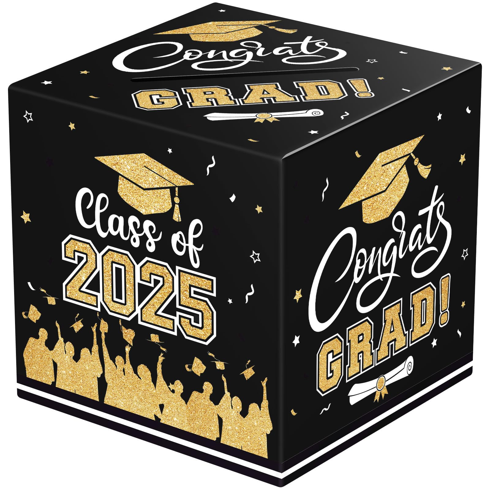 Graduation Card Box 2025 - Congrats Grad Card Boxes Holder, Black and ...