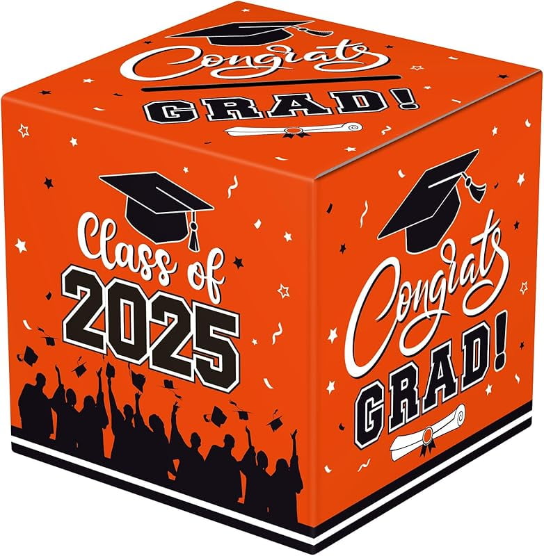 Graduation Card Box 2025 - Congrats Grad Card Boxes Holder, Black and ...
