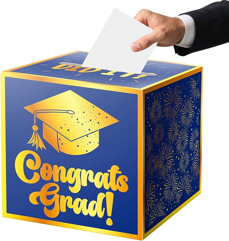 Graduation Card Box, Cardboard Congrats Grad Card Boxes Holder, Black ...
