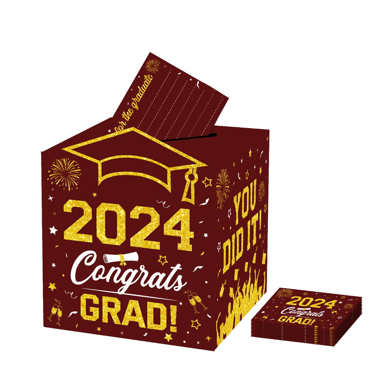 Graduation Card Box Foldable Cardboard Graduation Card Box With 30 ...