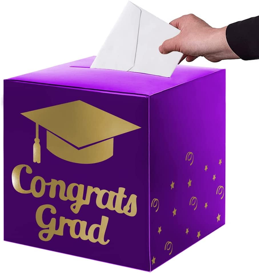 Graduation Card Box Holder, Congrats Grad Foldable Cardboard ...