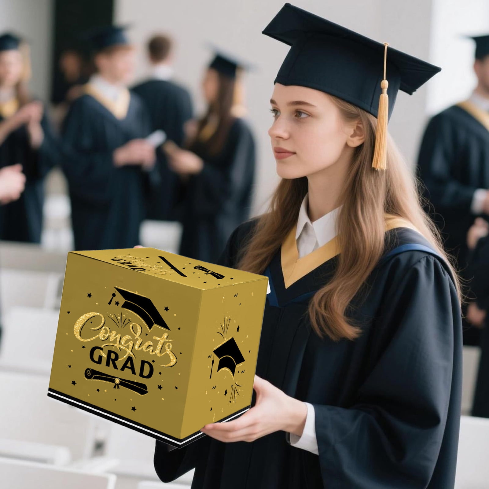 Graduation Card Box, Memory Keepsake for Graduation Party Decor with ...