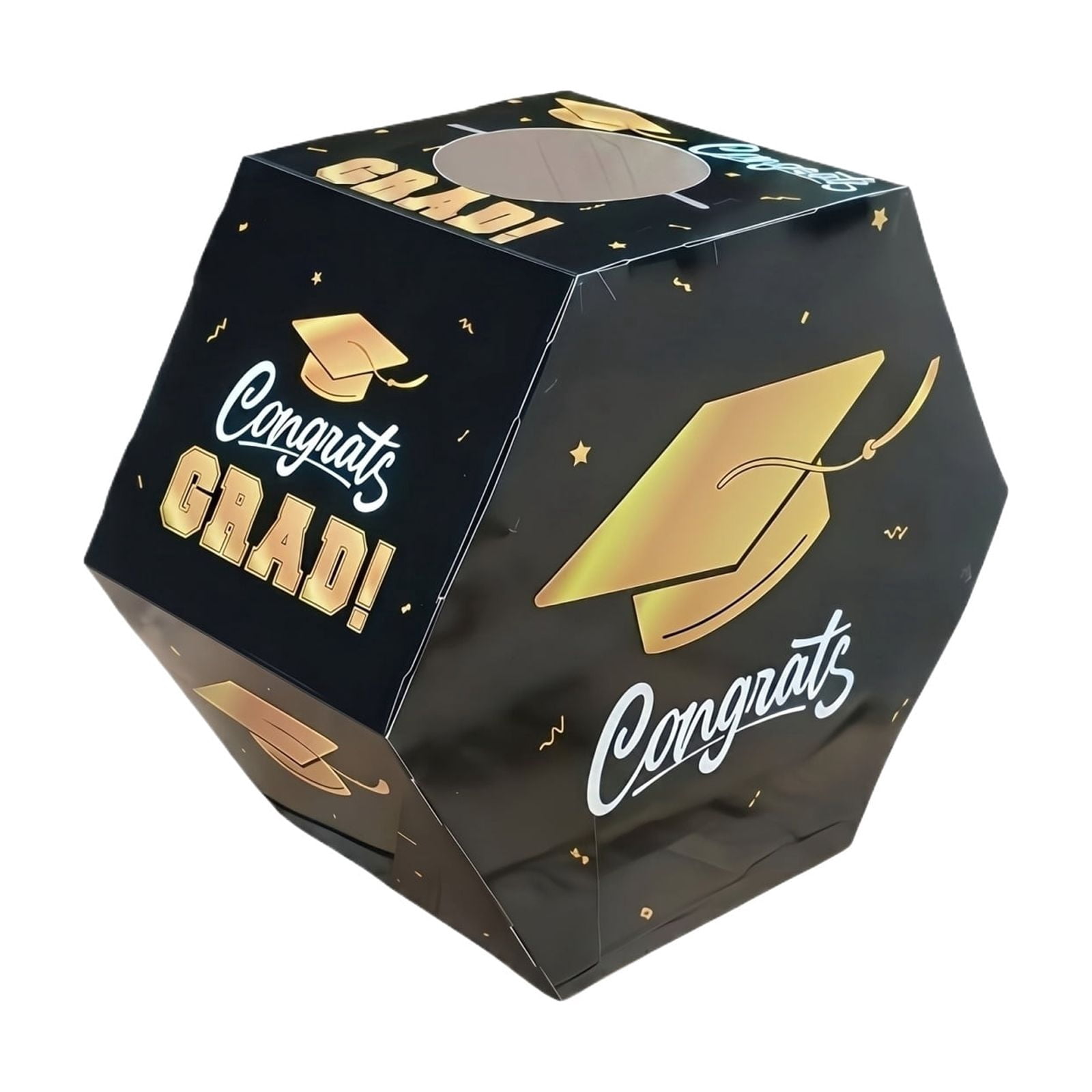 Graduation Card Box for Party Hexagonal Ballot Box, Black and Gold ...