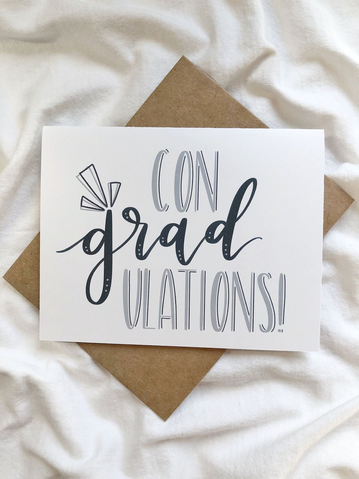Graduation Card – "CONGRADULATIONS!" Fun Typography Design – Envelope ...