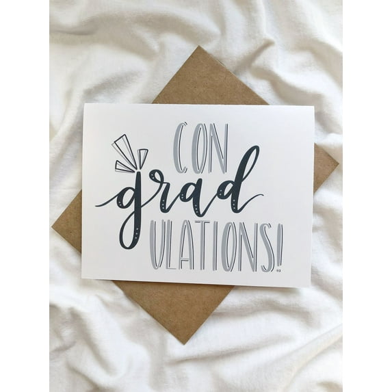 Graduation Card – "CONGRADULATIONS!" Design – Envelope Included, Blank ...