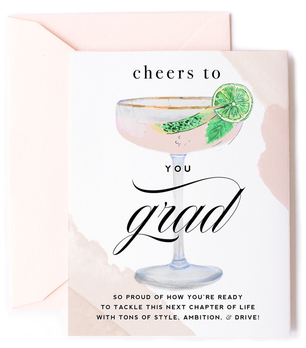 Graduation Card – Cheers to You Grad with Champagne Glass Design ...