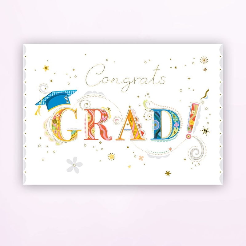 Graduation Card – Colorful "Congrats GRAD!" Design with Cap ...