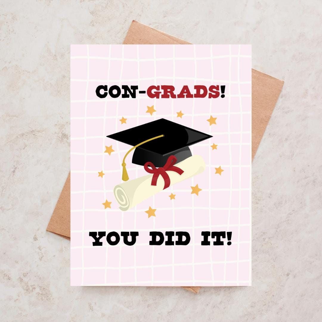 Graduation Card for Con-Grads – Fun Cap & Diploma Design – Envelope ...
