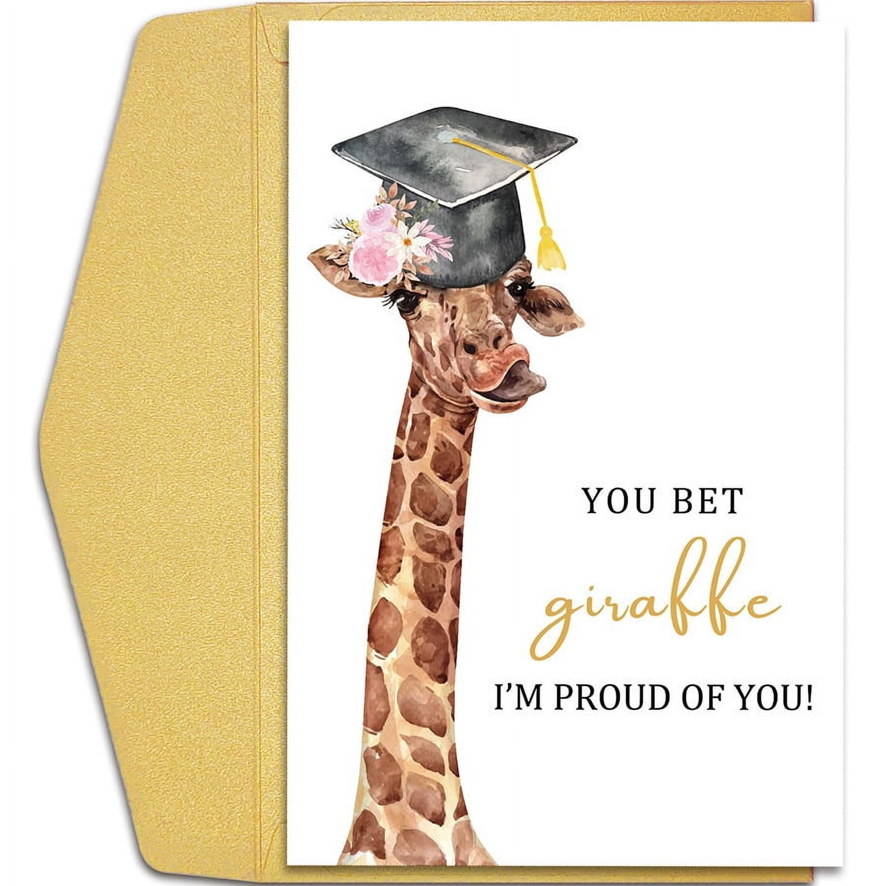 Graduation Card Featuring Adorable Giraffe with Cap – "You Bet Giraffe ...