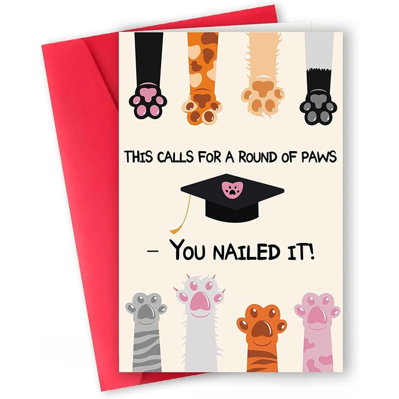 Graduation Card for Pet Lovers – "This Calls for a Round of Paws" – Fun ...