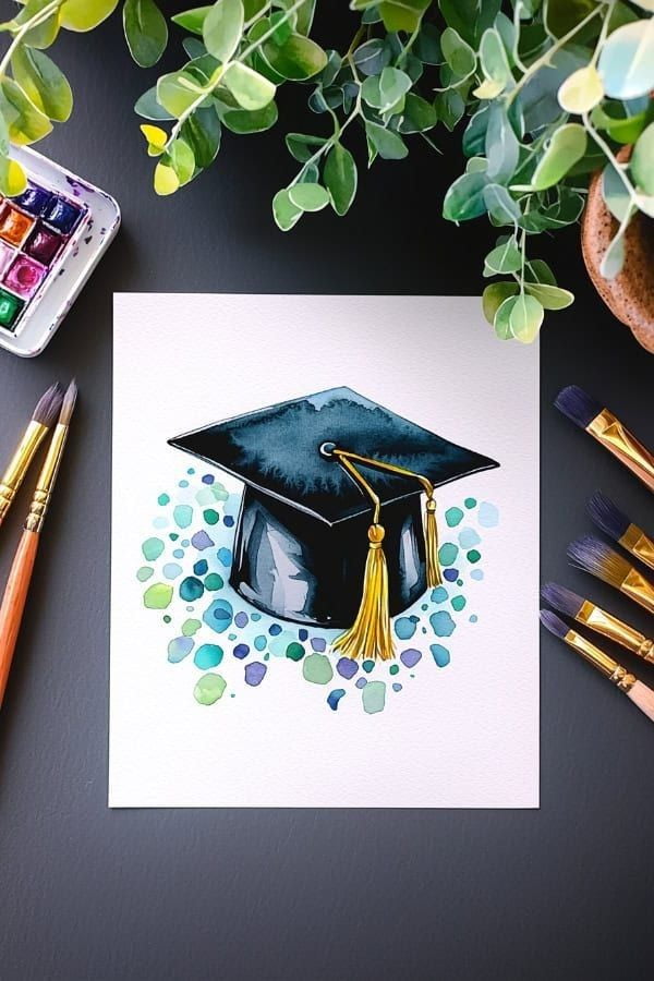 Graduation Card with Mortarboard Design – Blank Inside, Perfect for ...