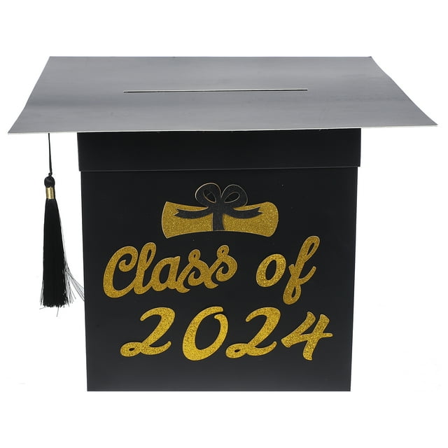 Black Graduation Card Box Holder for Storage Creative Design with Large ...
