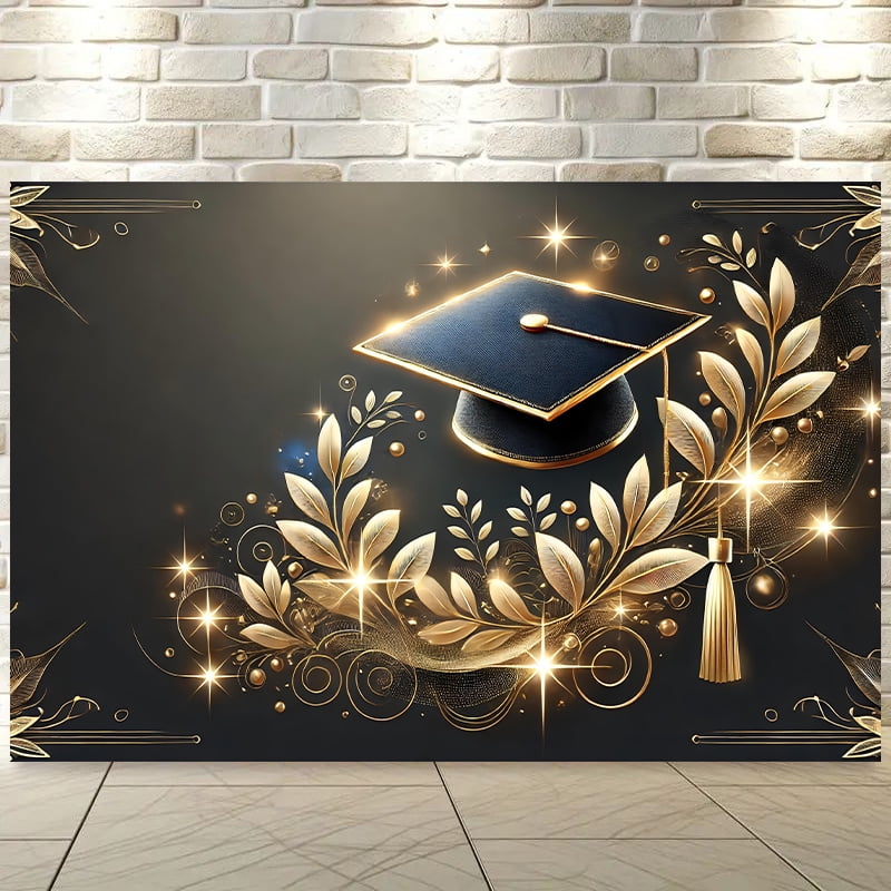 Graduation Celebration Backdrop Banner - Polyester Fabric Wall Covering ...