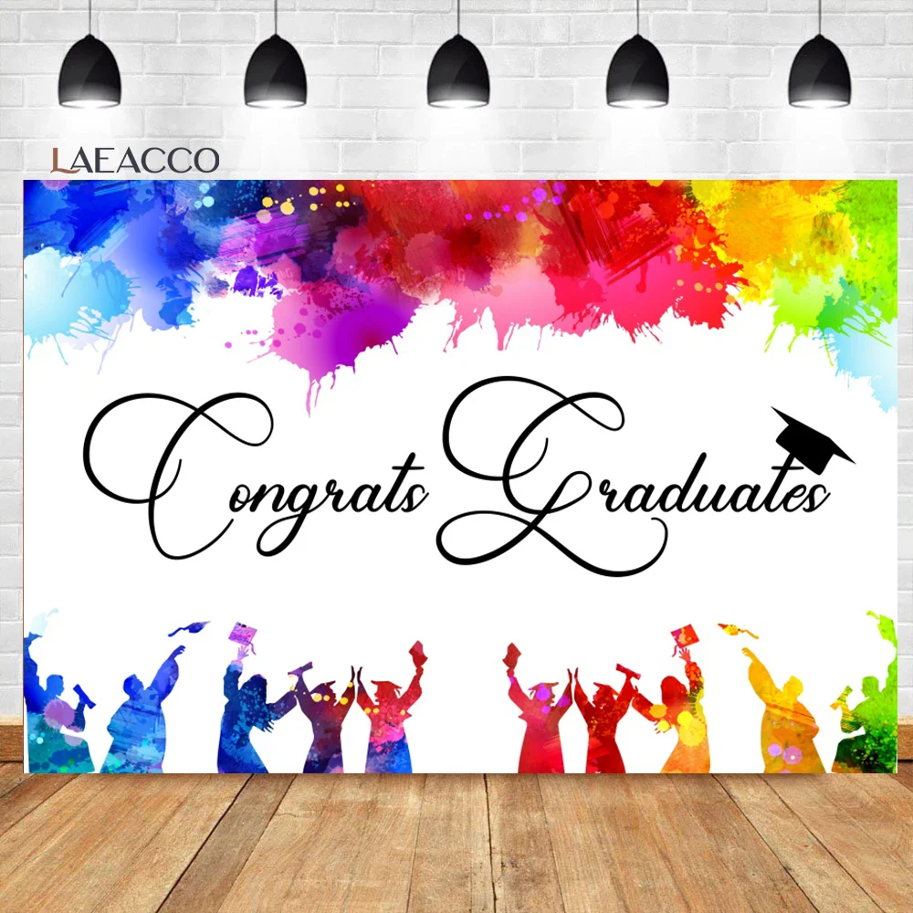 Graduation Celebration Party White Photocall Background Colorful ...