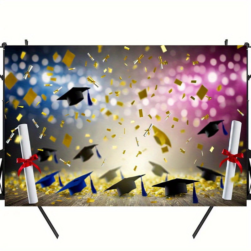 Graduation Celebration Polyester Backdrop, 7x5ft Multipurpose Banner ...