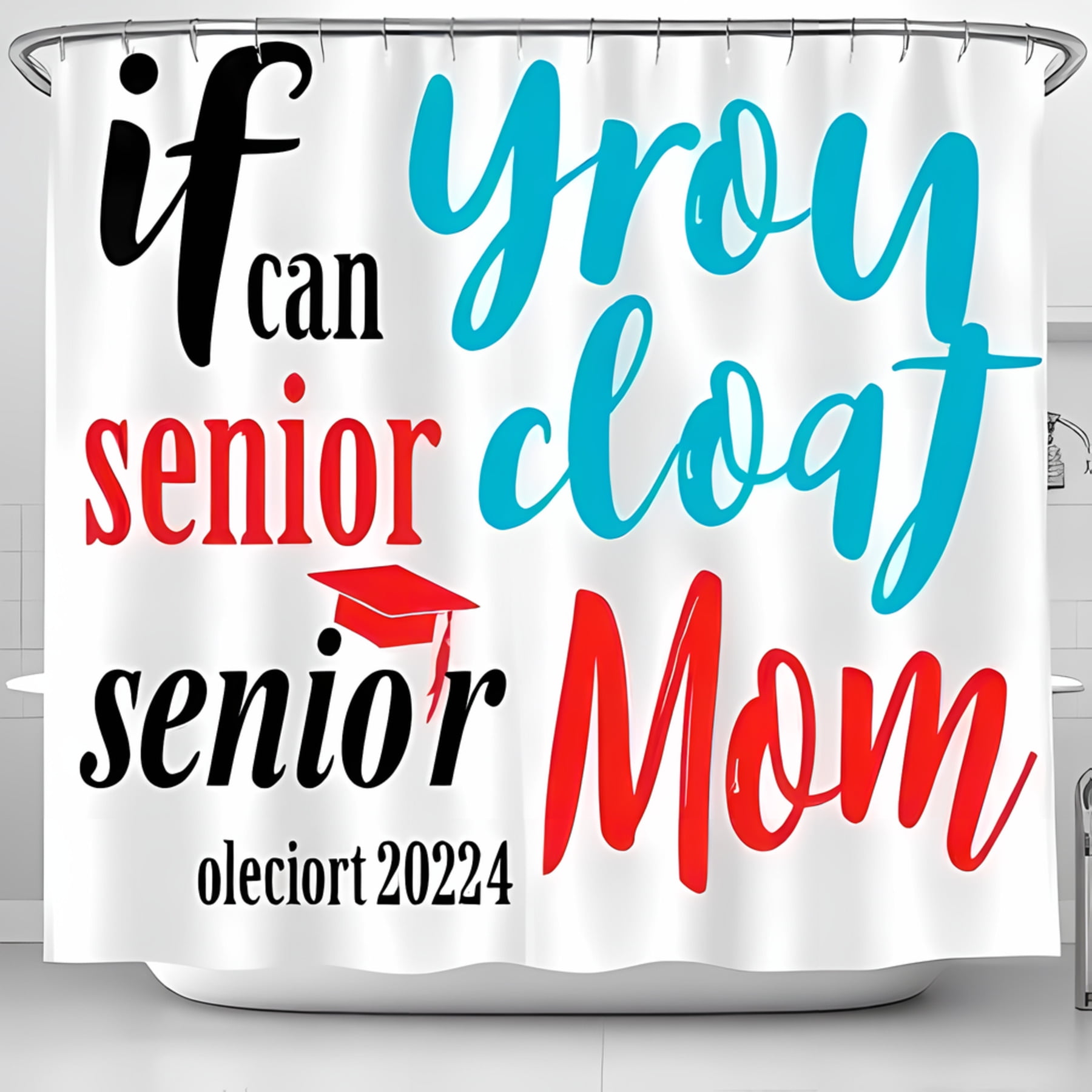 Graduation Celebration Shower Curtain - Playful Design with Bold Text ...