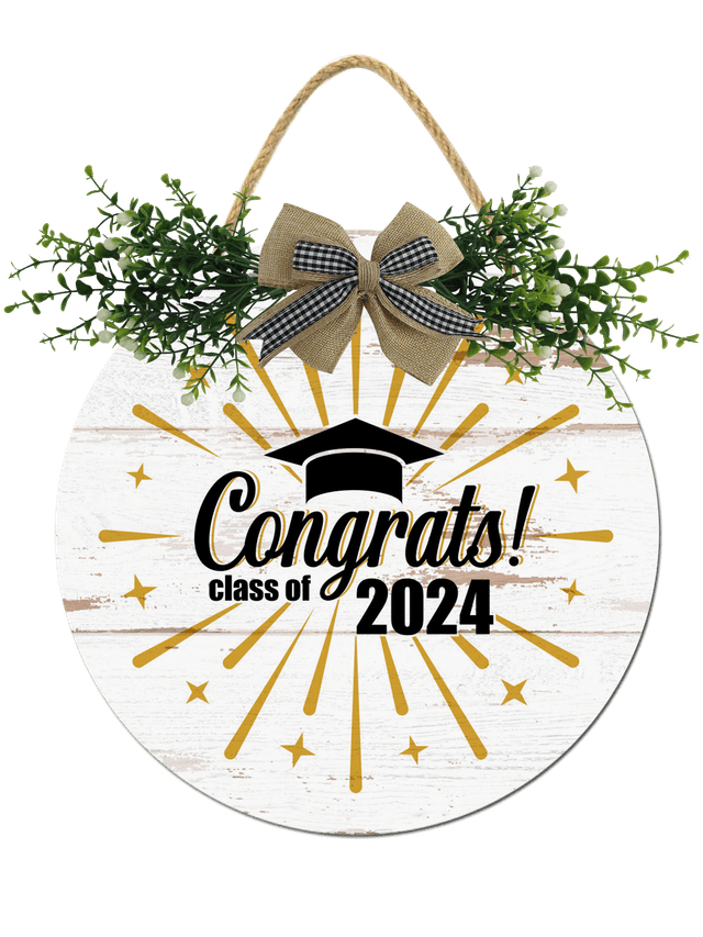 Graduation Class Of 2024 Wreath Sign for Front Door,Horizontal Round ...