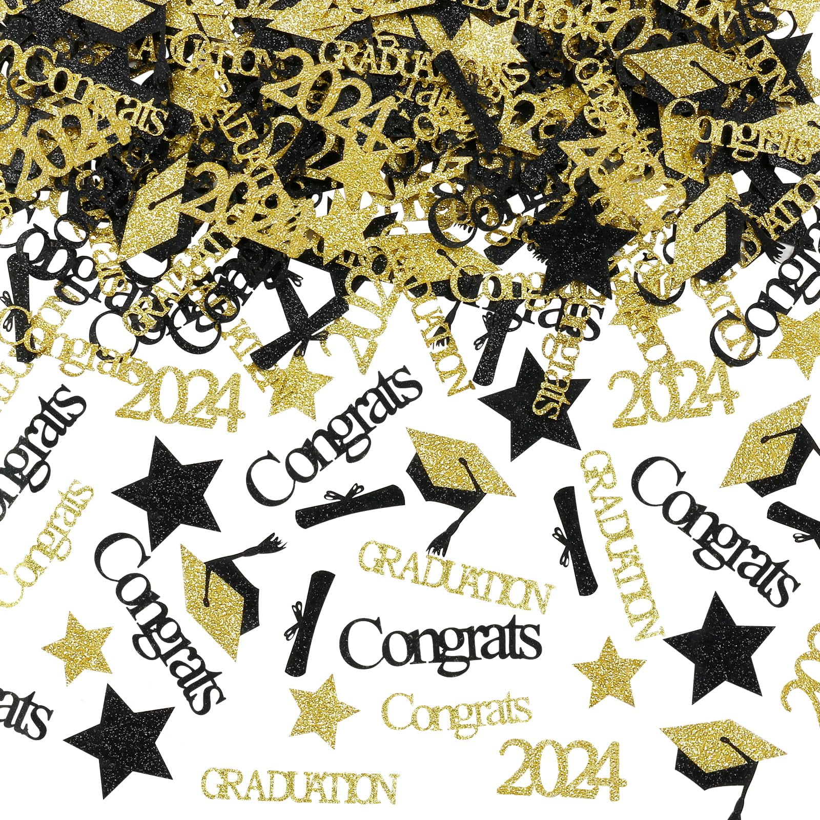 Graduation Confetti 2024 Black Oif8 And Gold 200 Pcs Congrats Grad