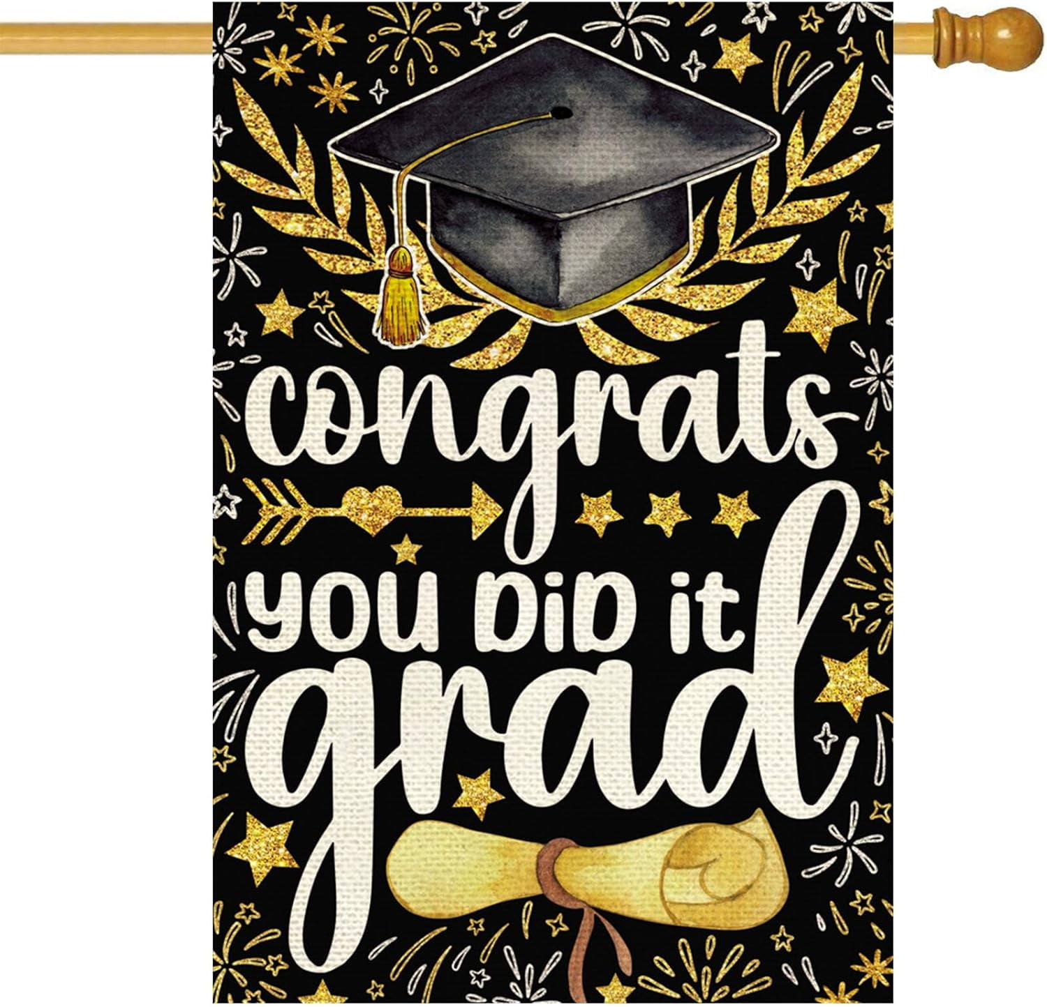Graduation Congrats Grad Garden Flag 12.5x18 Inch Burlap Double Sided ...