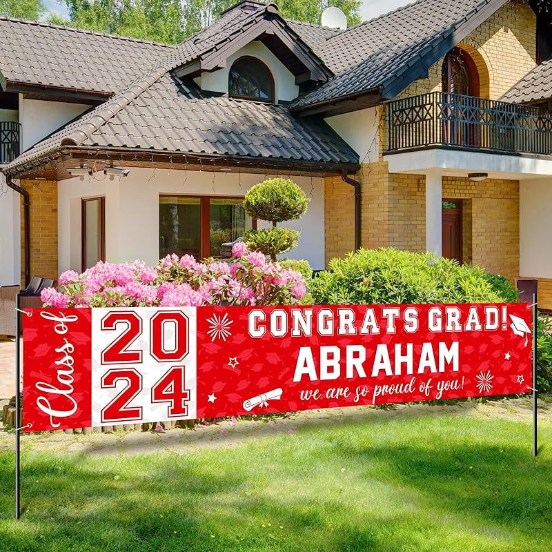 Graduation Congratulations Banner Decorations, Class of 2024 ...