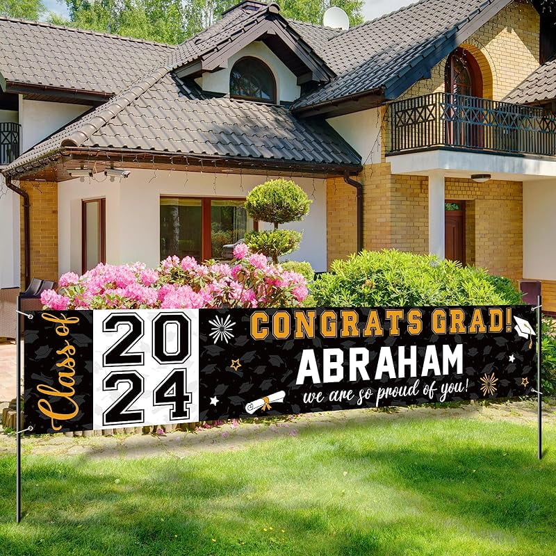Graduation Congratulations Banner Decorations, Class of 2024 ...