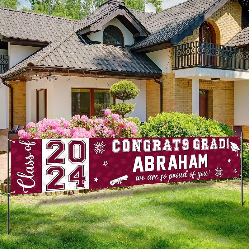 Graduation Congratulations Banner Decorations, Class of 2024 ...