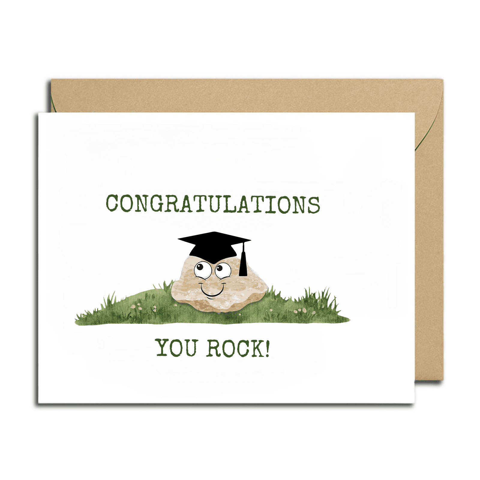 Graduation Congratulations Card – Cute Rock Character in Graduate Cap ...